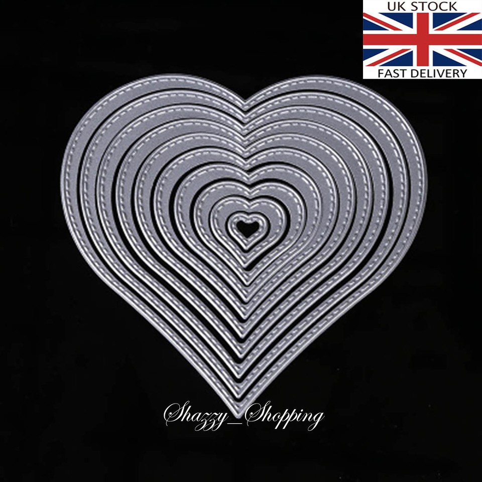 Heart Nesting Dies metal cutting die cutter set 10 dies UK Seller Fast ...