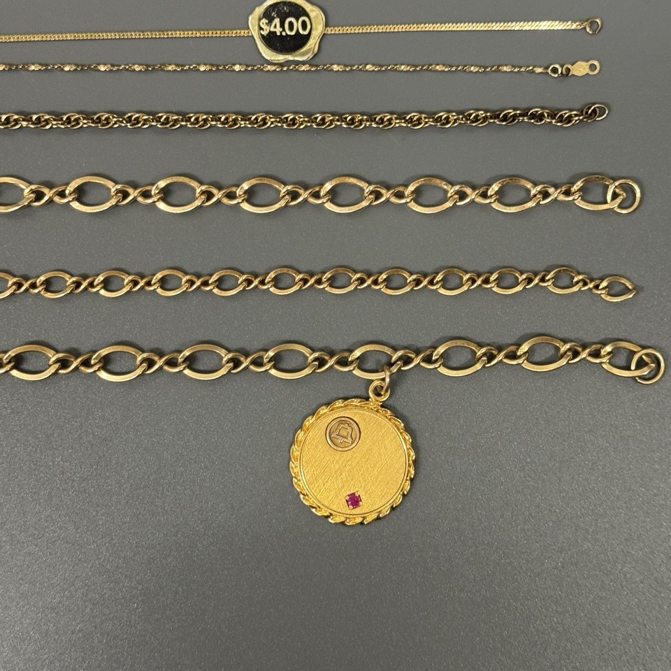 Gold Filled Chain Bracelets 30 Grams Lot Of 7 All Wearable Bell ...