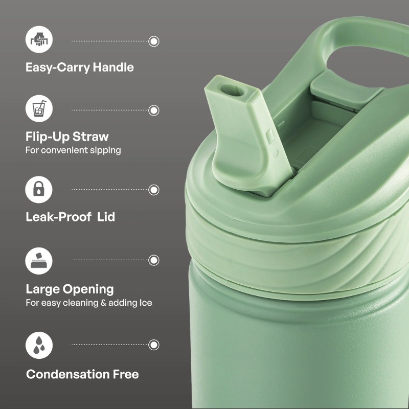 TAL Stainless Steel Ranger Water Bottle with Easy Sip Straw 26oz, Sage ...