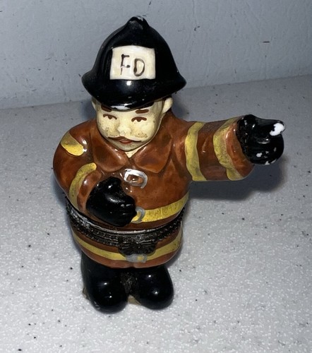 Porcelain Hinged Trinket Box Fireman Man ~ Rare | eBay
