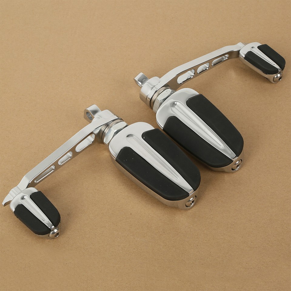 New Chrome Slipstream Foot Pegs &Heel Rest For Harley HD Dyna Softail ...