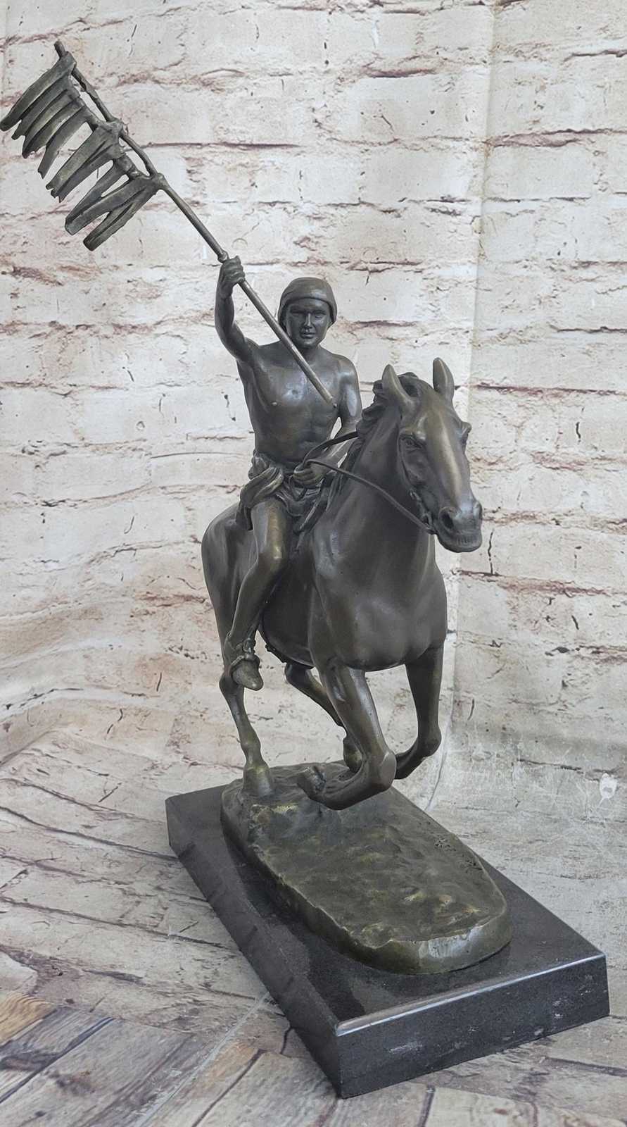 Native American Indian Man W/ Horse Bronze Sculpture Statue Figure Art ...