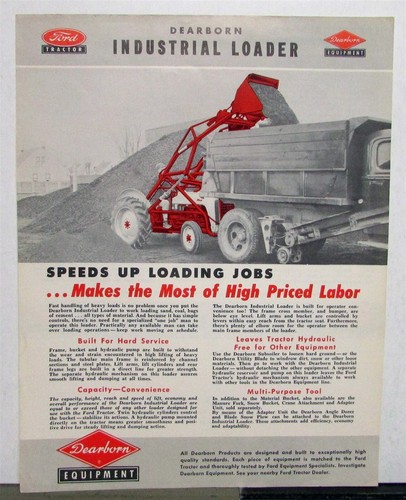 1954 Ford Tractor Dearborn Industrial Loader Specs Agriculture Sales ...