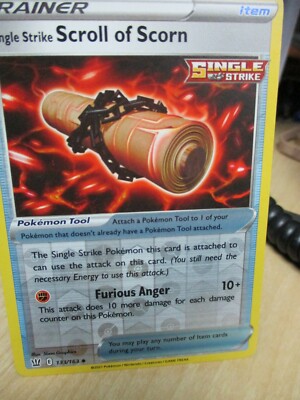 Pokemon Reversed Foil Single Strike Scroll of Scorn Battle Styles #133/ ...