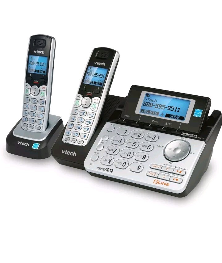 VTech DS6151-2 2 Handset 2-Line Cordless Phone System Digital Answering ...