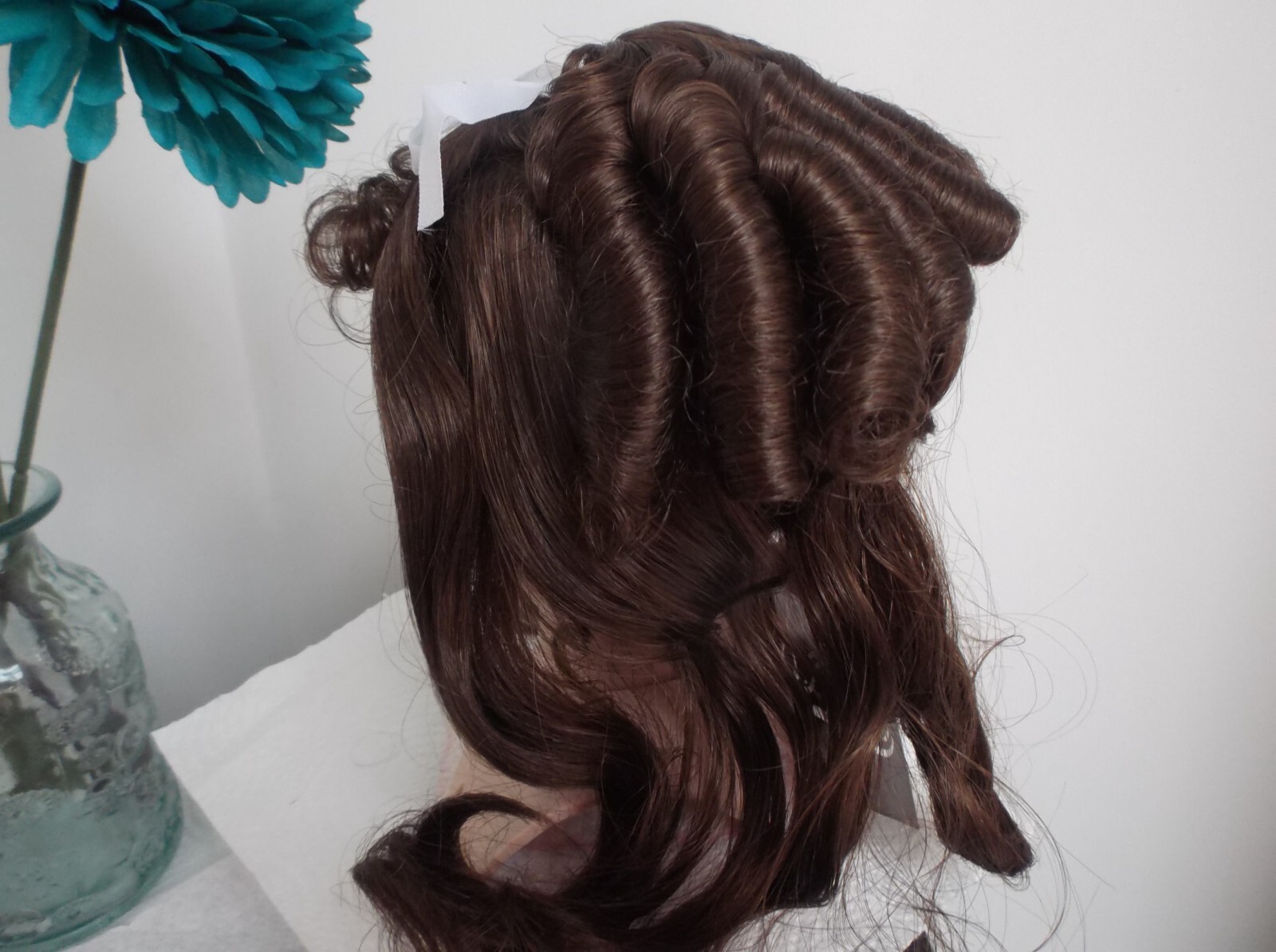 12 INCH LIGHT BROWN SHOULDER LENGTH WIG WITH TIED RINGLET PONYTAIL ...