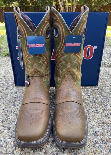 NEW Men Durango Rebel Brown Green Leather Square Toe Western Cowboy ...