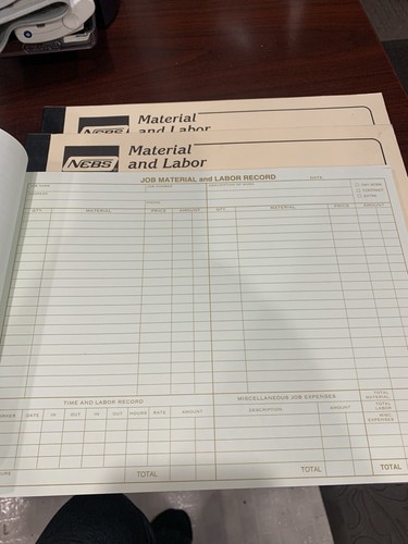 New 3 Pads of 50 Material & Labor Records Estimate Pads Sheets Nebs ...