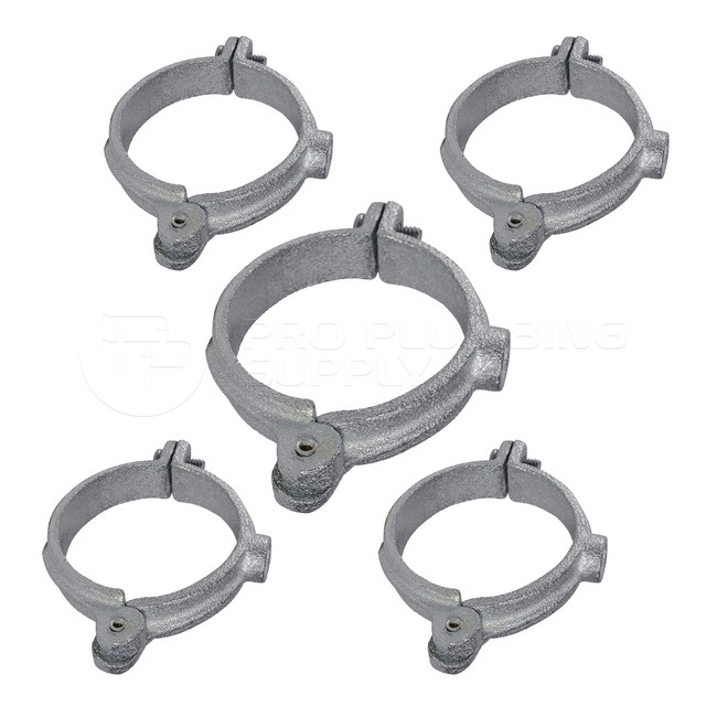Highcraft Hinged Split Ring Pipe Hanger, Galvanized Iron Clamp (5 Pack ...