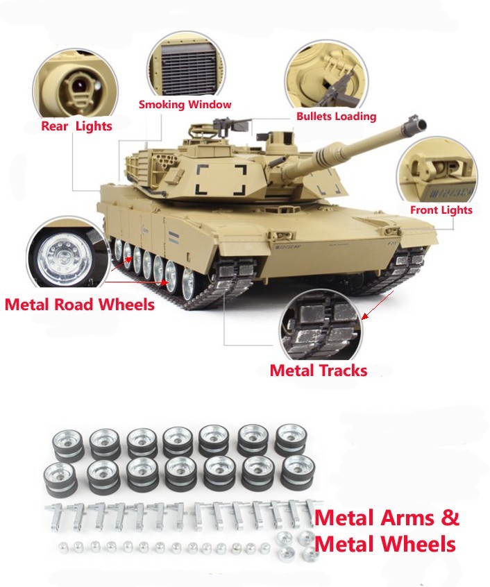 Heng Long Abrams M1A2 Radio Remote Controlled RC Tank 1/16 -- Platinum ...