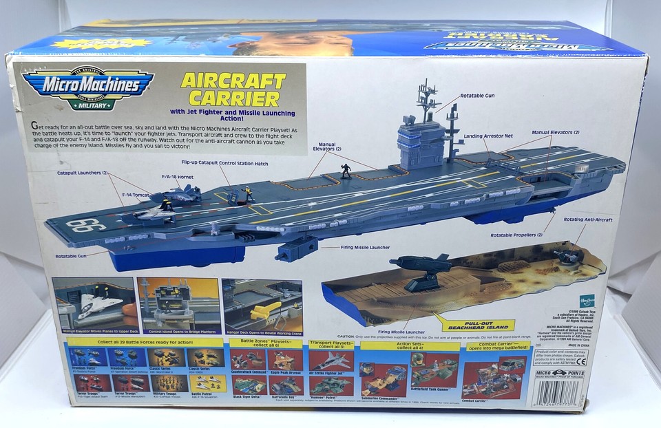 Micro Machines Military Aircraft Carrier Over 30" 1999 Hasbro Galoob ...
