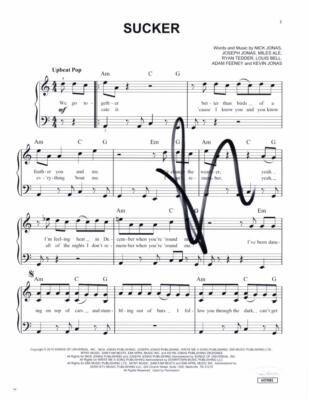 Kevin Jonas Brothers Signed Autograph Sucker Sheet Music - The Album w ...