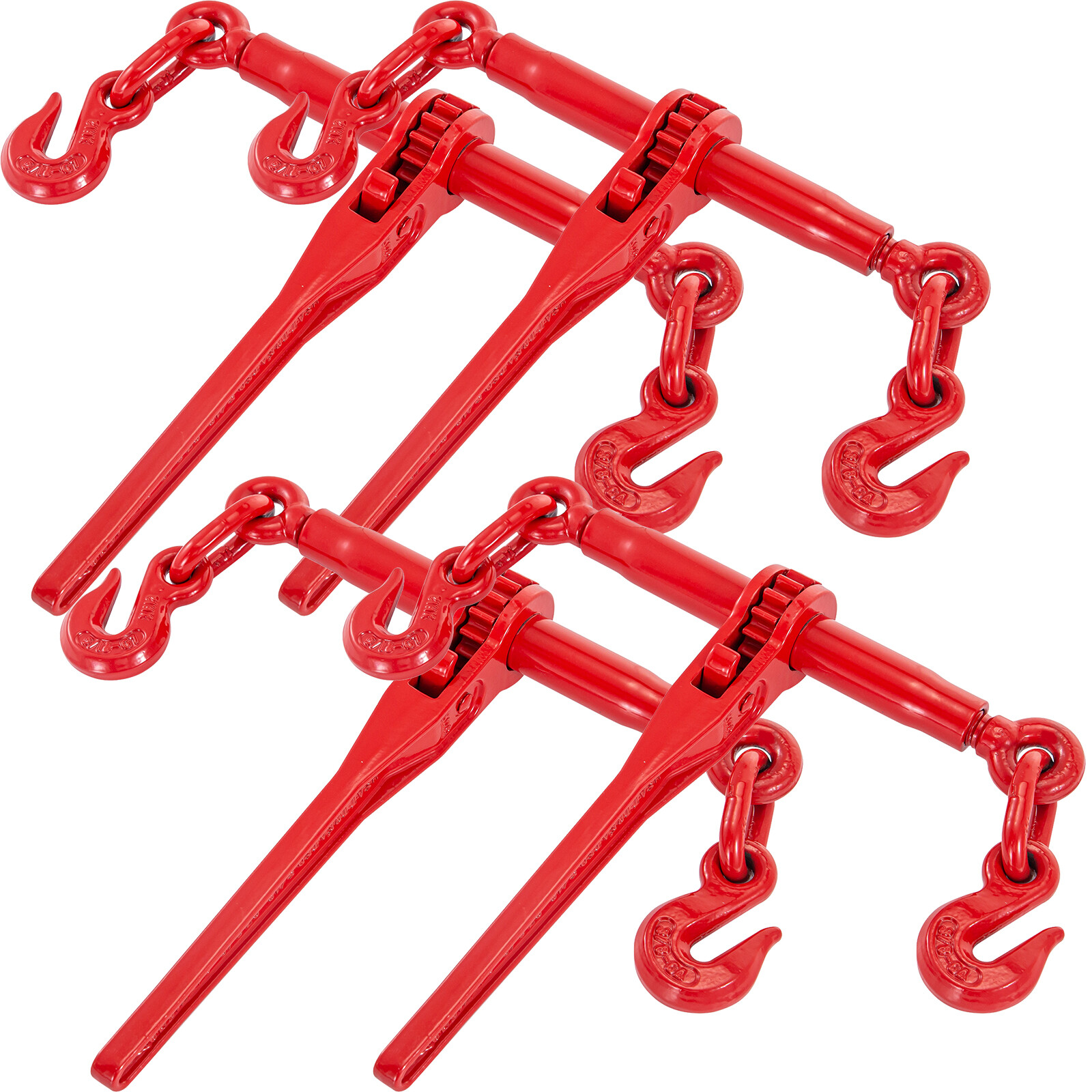 VEVOR 4PCS 5/16"-3/8" Chain Load Binder Ratchet 6600lbs WLL Chain Hook ...