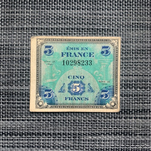 WW2 French 5 Franc 1944 (Allied Occupation Currency) France Banknote ...