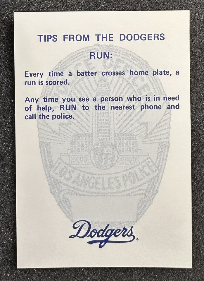 1980 LAPD Baseball Joe Ferguson #13 MINT | eBay