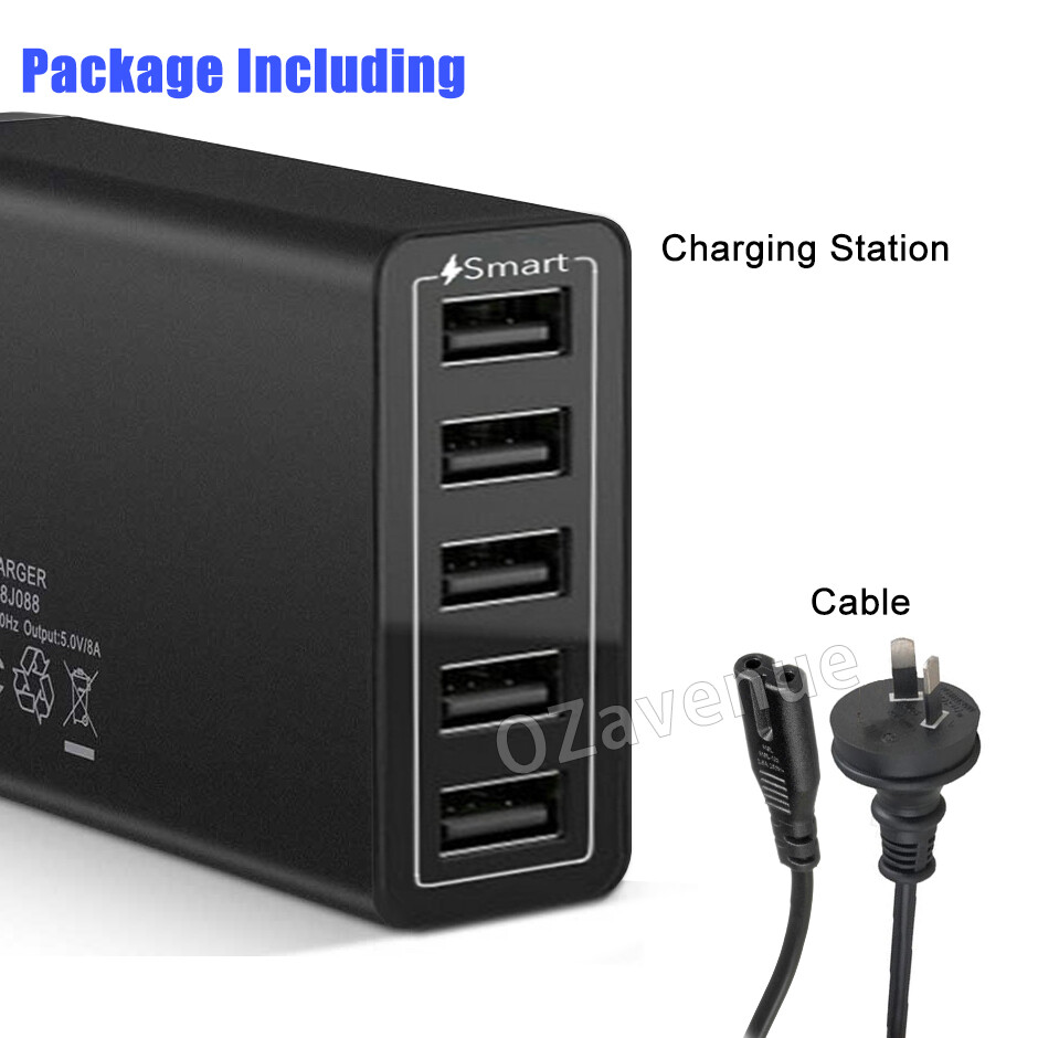 Multi Port USB Charger 5 Ports AC Adapter Travel Wall USB Hub Charging ...