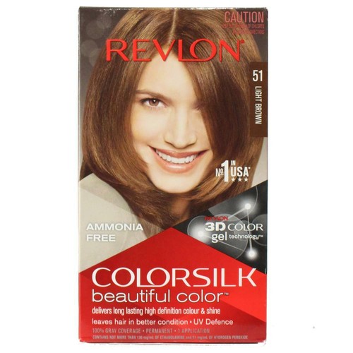 Revlon COLORSILK Permanent Hair Color | 51 Light Brown 3D Colour High ...