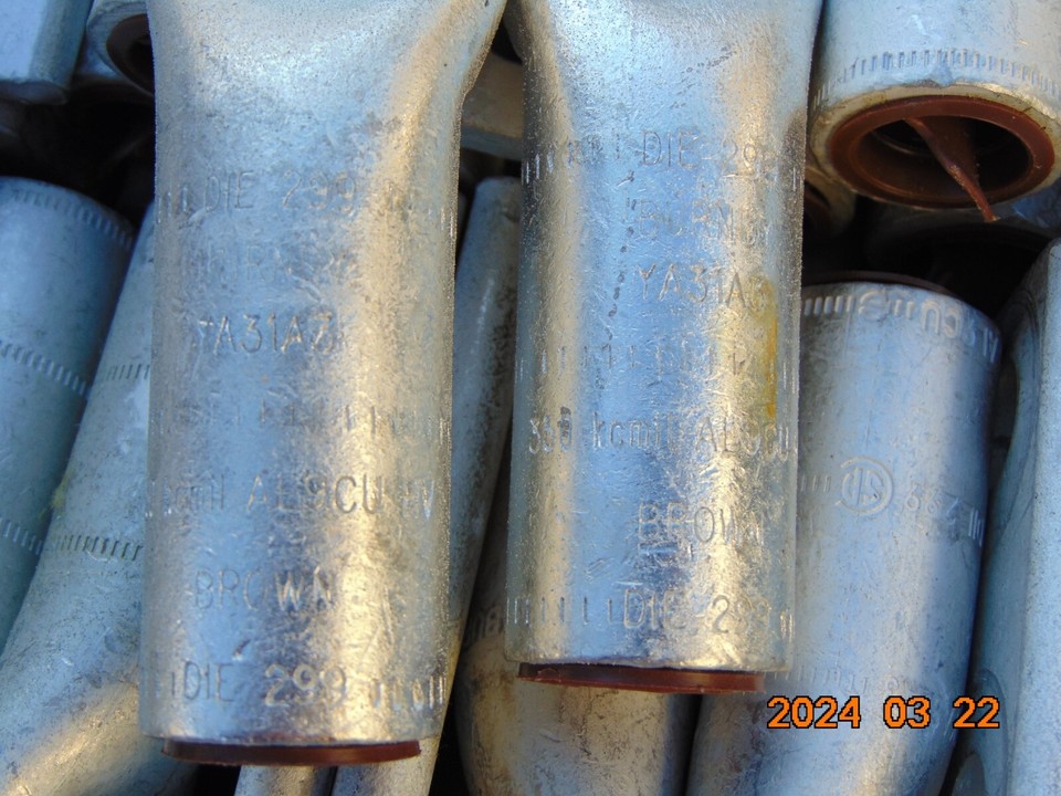 Lot Of 3 Burndy YA31A3 Aluminum Compression Lug AL/CU 350kcmil 1/2" 2 ...