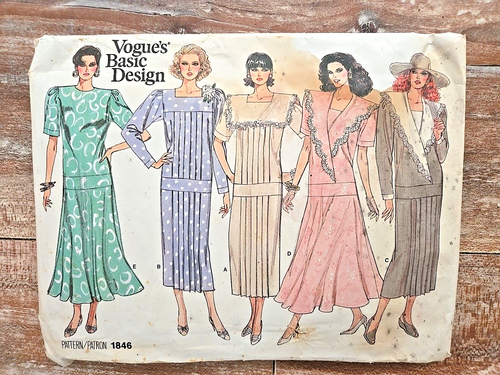 Vogue Sewing Pattern 1846 VTG 80' Basic Design Misses Dresses Sizes 8 ...
