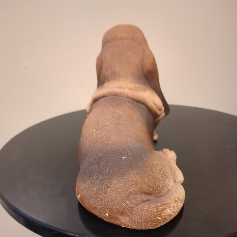 Vintage 1984 SANDICAST Basset Hound Dog Sculpture Sandra Brue Signed | eBay