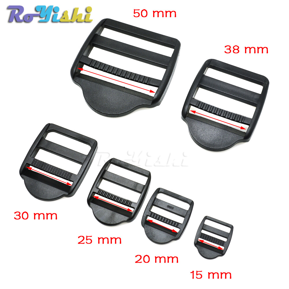 20pcs 15mm-50mm Ladder Lock Slider Plastic Black Buckles Backpack ...