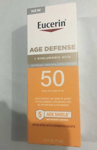 Eucerin Sun Age Defense SPF 50 Face Sunscreen Lotion, 2.5 Fl Oz Bottle ...