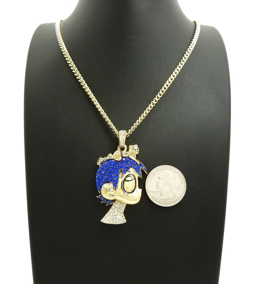 ICED LIL UZI VERT CARTOON Bling PENDANT W/ 24" Various Chain Hip Hop ...