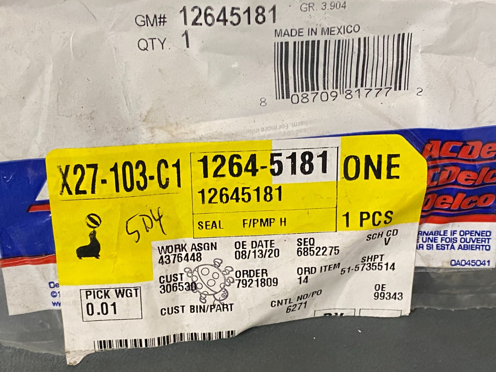 GM OEM NOS 12645181 Fuel Pump Housing Seal O Ring 2016-2022 Chevrolet ...