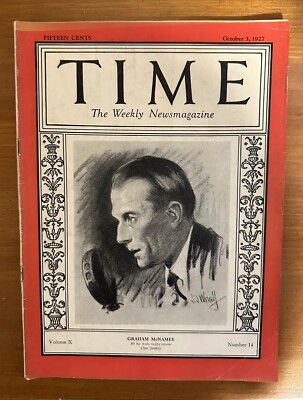1927 October 3rd TIME Magazine, Graham McNamee | eBay