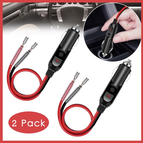 2 Packs 12V Fused LED Light Cigarette Lighter Male Plug Replacement ...