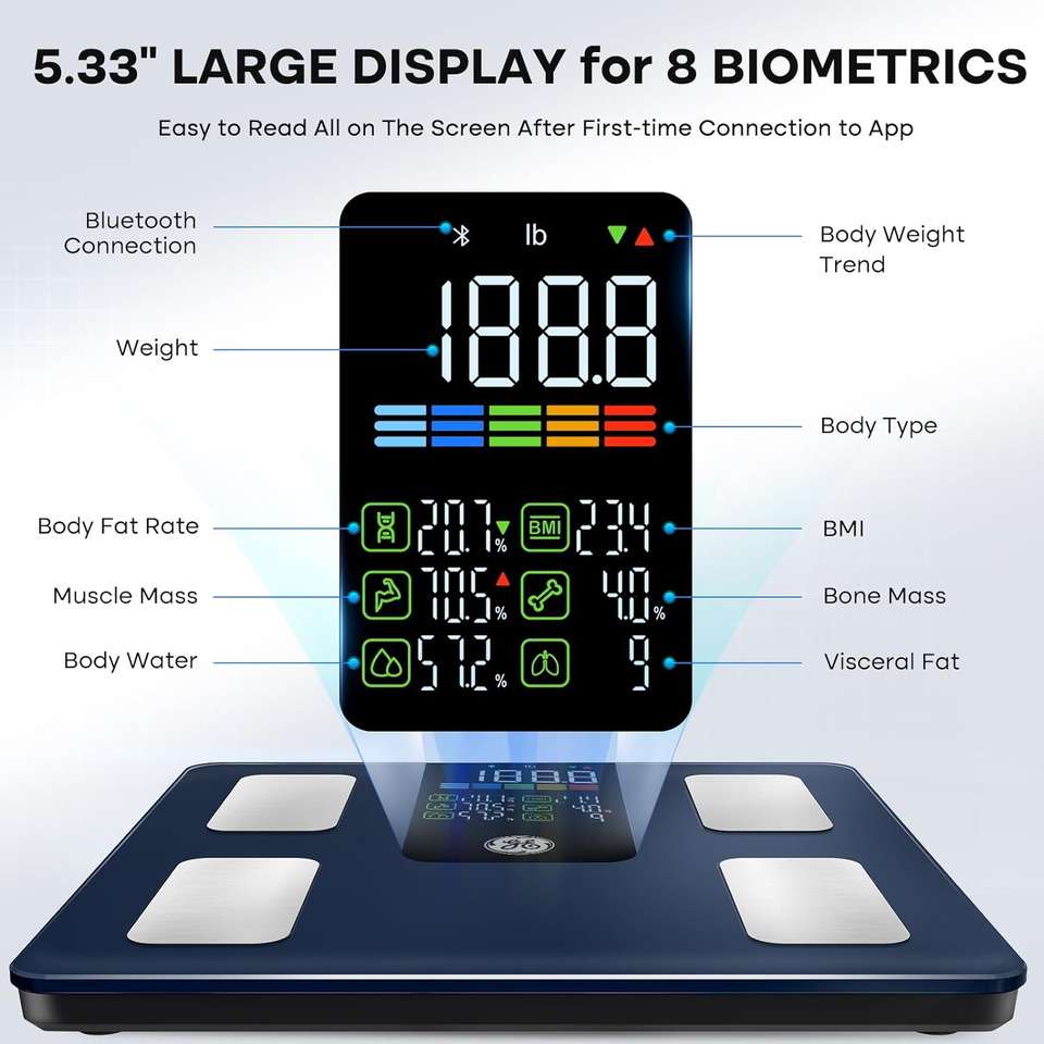 GE Scale for Body Weight Smart: Digital Bathroom Body Fat Scales for ...
