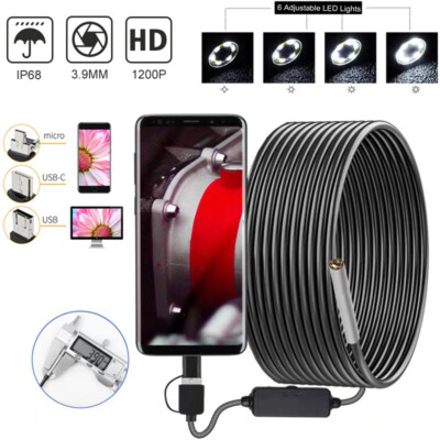 3.9mm Ultra Thin Lens USB Endoscope Borescope Inspection Tube HD Camera ...