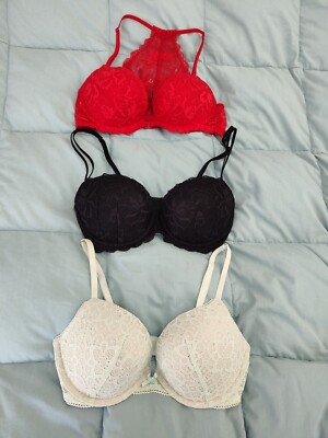3 Victoria Secret Bras 34 C Practically Brand New! | eBay