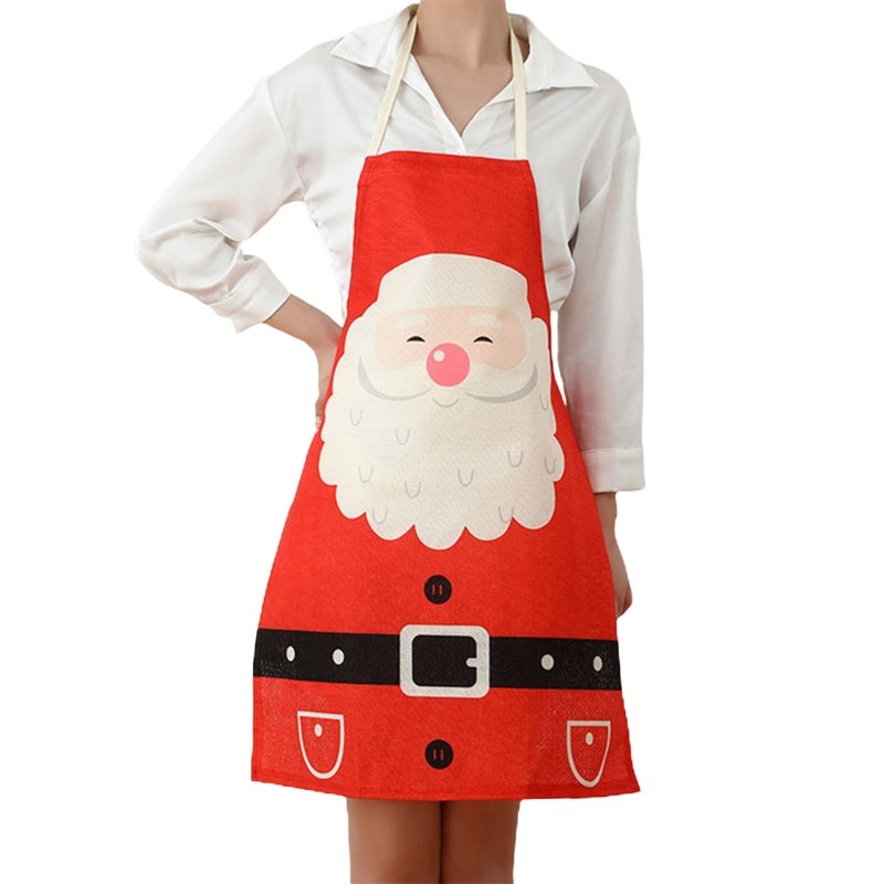 Christmas Aprons Santa/Reindeer Pattern Fabric Apron Seasonal Baking ...