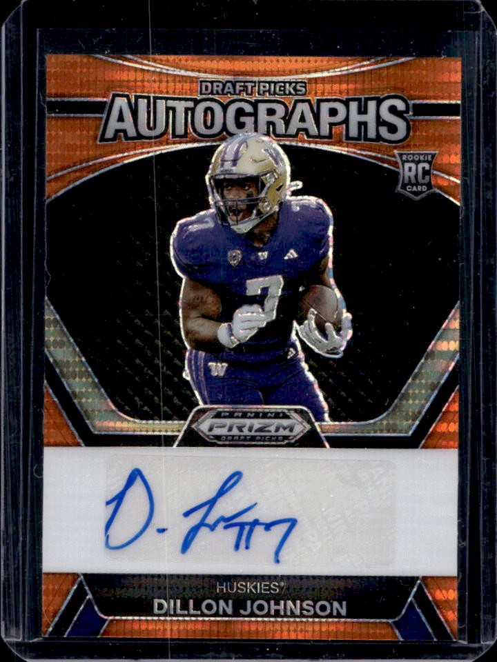 Dillon Johnson 2024 Prizm Draft Picks #DPA-DJN Draft Picks Autographs - Orange Pulsar /49 Price ...