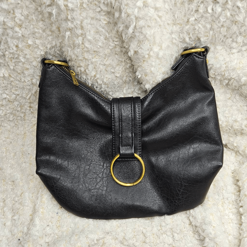 Anthropologie Mabel Black Vegan Leather Hobo Cresent Shape Purse | eBay