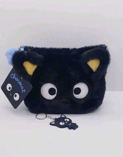 Chococat Plush Makeup Bag Zipper Pouch w/ Blue Pom Pull & Tail Sanrio ...