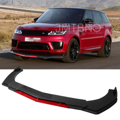 Carbon & Red Front Bumper Lip Spoiler Splitter For Range Rover Sport ...
