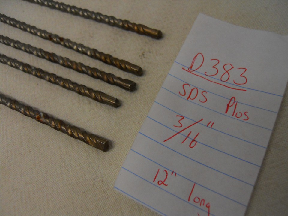 5 NEW BOSCH ANSI SDS PLUS CARBIDE TIPPED 3/16" X 12" DRILL BIT. GERMAN ...