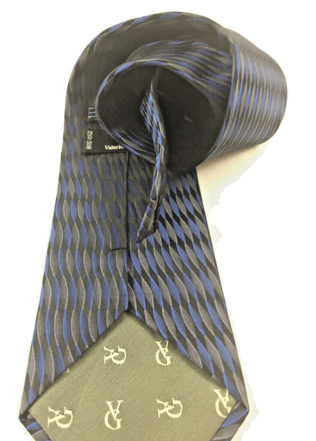 Valerio Garati Men's Silk Neck Tie Blue Grey Black Geometric Foulard ...