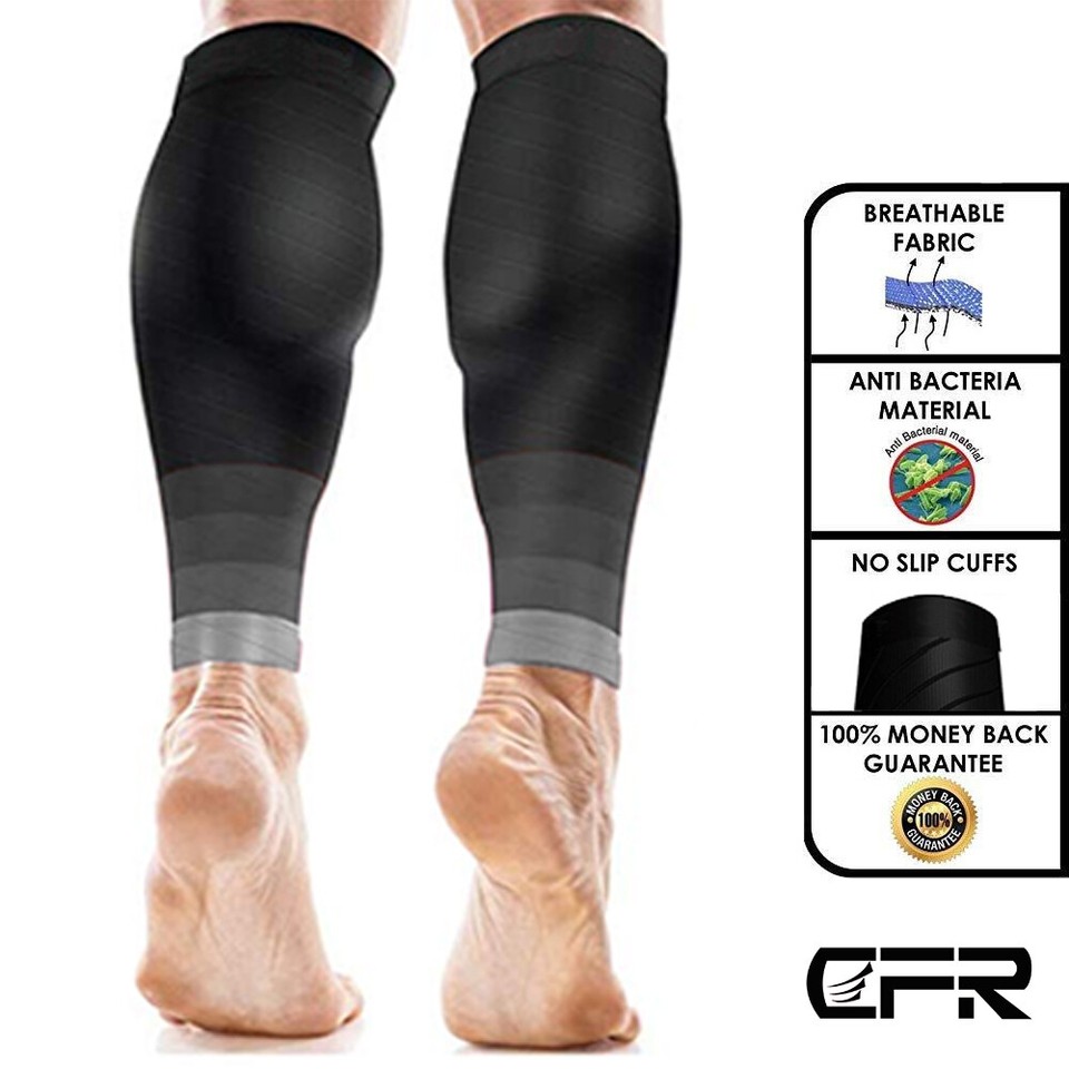 1 Pair 15-20mmHg Calf Leg Muscle Support Compression Sleeve Sports ...