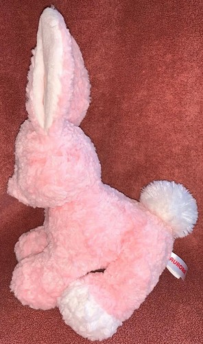 Aurora Plush Bunny Pink White Feet Big Ears Stuffed Animal Soft Toy 14 ...