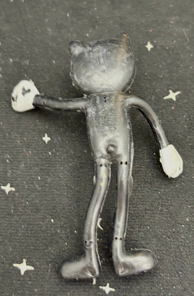 Vintage Bendable Rubber Cartoon Cat Figure Toy 3.75" Black & White 1970 ...