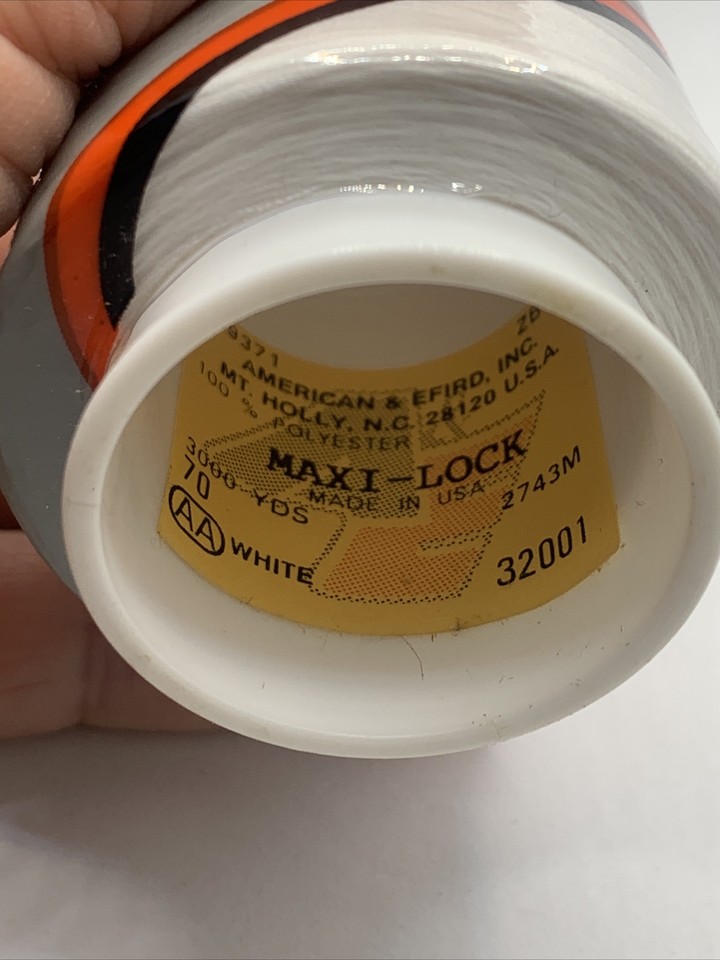 White Maxi-Lock Sewing Thread Cones USA Polyester 3000 Yds. For Serger ...