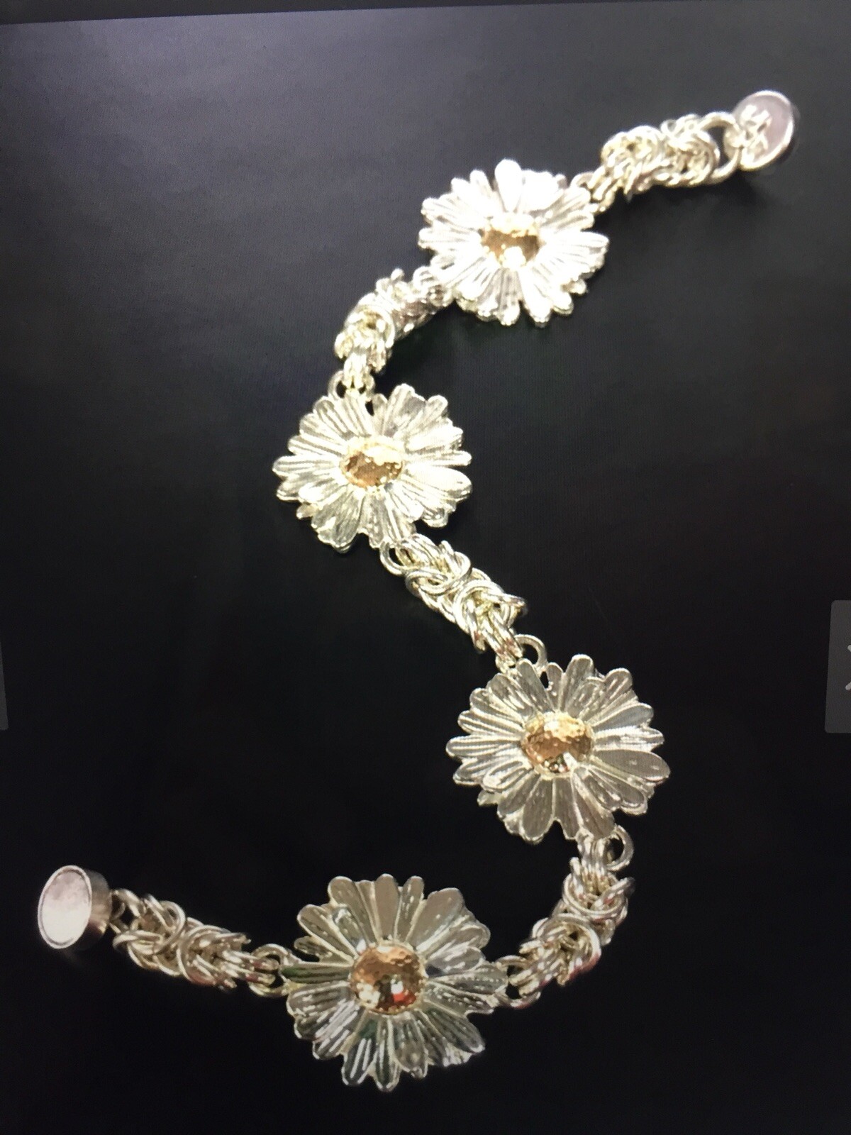 P.E.O. Sisterhood Sterling Silver And 10k Gold Marguerite Hook Bangle ...