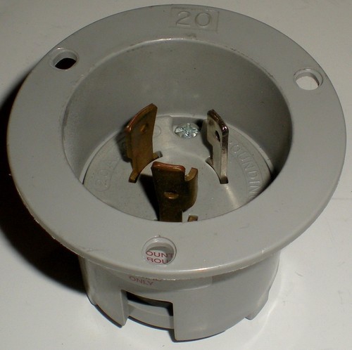 ELECTRICAL TWIST LOCK FLANGED INLET PANEL MOUNT PLUG 20 AMP 125V NEMA ...