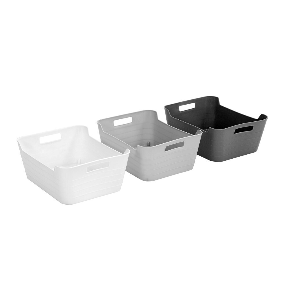 3x Boxsweden 32cm Flexible Storage Basket Container Organiser w/ Handle ...