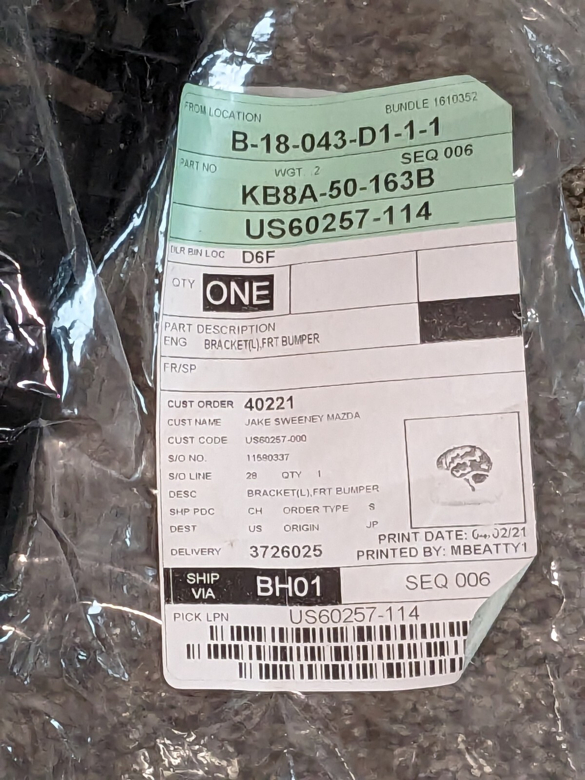 2017 - 2020 * # KB8A-50-163B * MAZDA CX5 Left Front BUMPER BRACKET ...