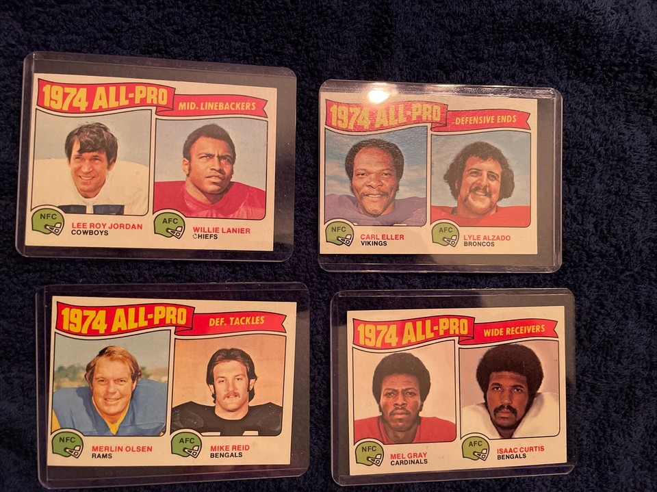8 Topps 1974 All-Pro Football Cards: McCutheon/Simpson, Gray/Curtis ...
