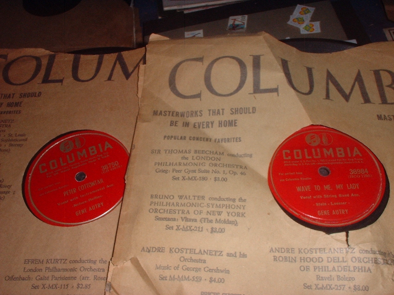 78RPM 2 Columbia by Gene Autry, Peter Cottontail, Wave 2 My Lady, Over ...